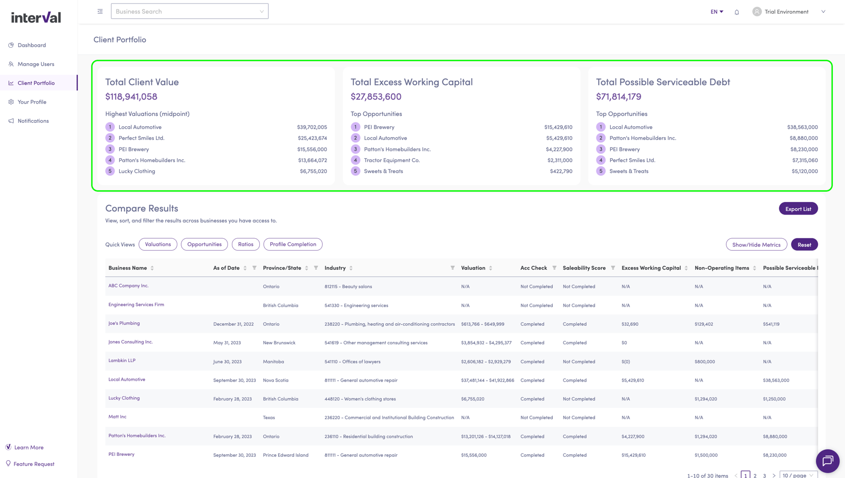 How do I access the insights in my client portfolio?